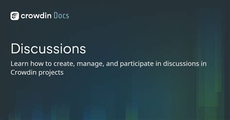Discussions Crowdin Docs