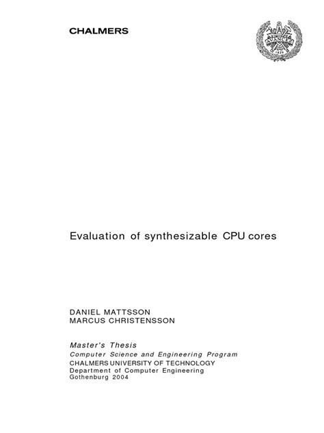 Evaluation Of Synthesizable Cpu Cores Pdf