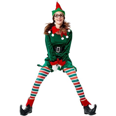 Lady Funny Cute Green Elf Christmas Tree Costume C Vicedeal