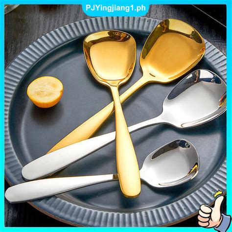 Large Spoon Flat Bottomed 304 Stainless Steel Spoon Eating Spoon Korean