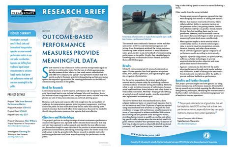 Clear Roads Research Brief Outcome Based Performance Measures Ctc