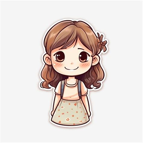 Premium Photo Cartoon Girl With Backpack And Backpack Sticker