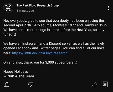 Our Linktree The Pink Floyd Research Hub Facebook