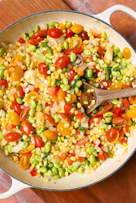 Easy Corn Succotash Recipe With Sweet Summer Corn Seasoned And Salted