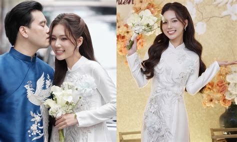 Ngọc Anh Phố Trong Làng Mặc áo Dài Họa Tiết Công Trong Lễ ăn Hỏi