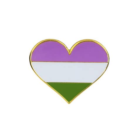 Genderqueer Pride Heart Pin Enamel Pins Heart Enamel Pin Heart Pin