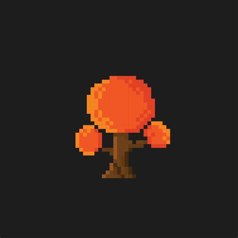 A Tree With Autumn Leaves In Pixel Art Style 22785364 Vector Art At