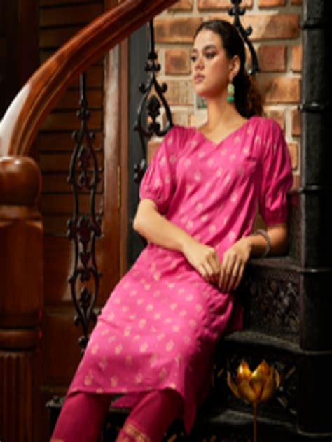 Buy Anouk Women Pink Ethnic Motifs Printed Straight Kurta Kurtas For