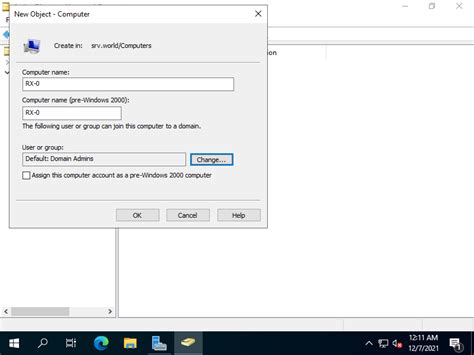 Windows Server 2022 Active Directory Add Computer Accounts Server World