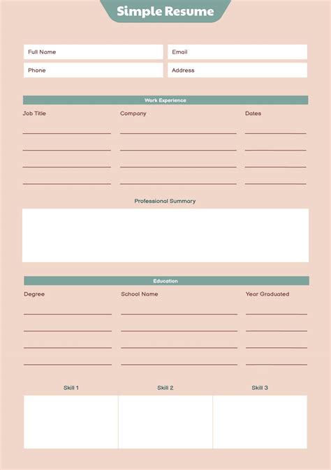Printable Blank Resume Form
