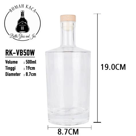 Jual Botol Kaca Liquor Premium Spirits Bottle Tutup Cork Kayu 350ml