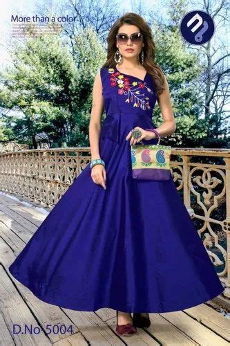 Rayon Party Ladies Royal Blue Printed Gown Size Medium At Rs 850