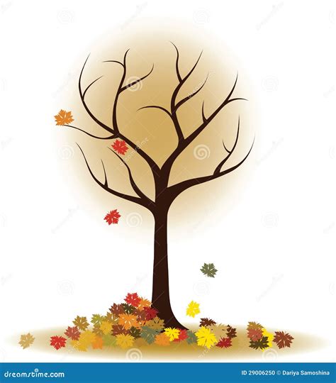 Árbol Del Otoño Con Las Hojas Que Caen Hojas De Arce Stock De