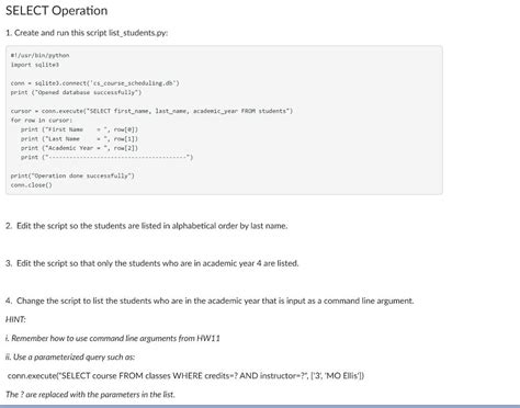 Solved SELECT Operation Create And Run This Script Chegg