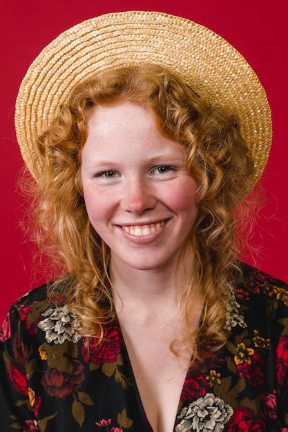 Free Photo Cheerful Young Ginger Woman Toothy Smiling
