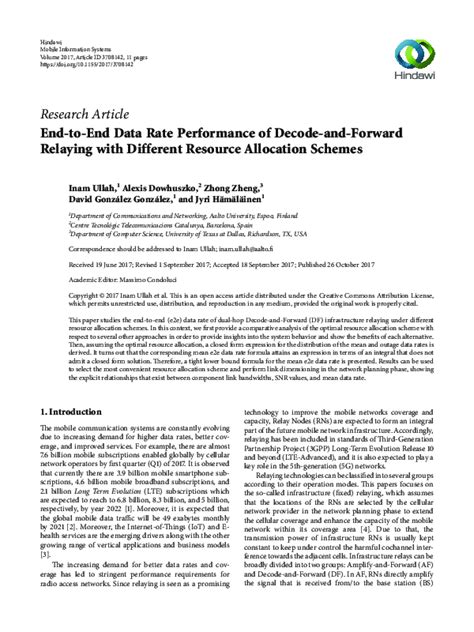 Pdf End To End Data Rate Performance Of Decode And Forward Relaying