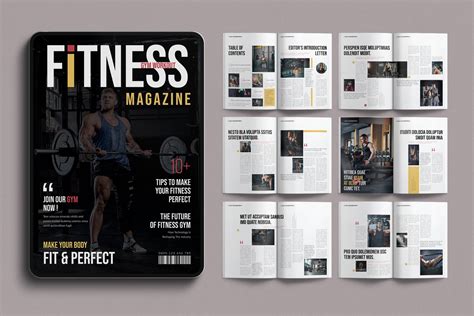 Digital Fitness Magazine Layout Design Template Design Cuts