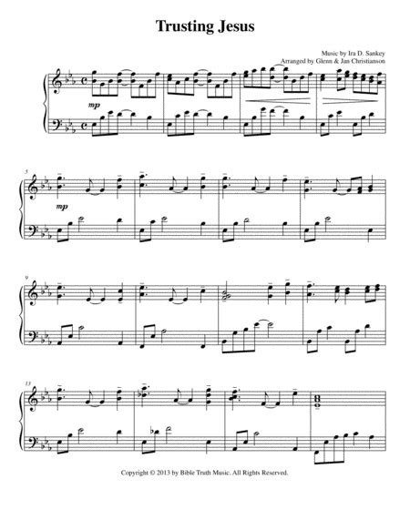 Trusting Jesus Arr Glenn And Jan Christianson By Ira D Sankey Sheet