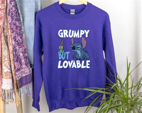 Stitch Grumpy But Lovable Hoodie Disney Stitch Hoodie Lilo Etsy