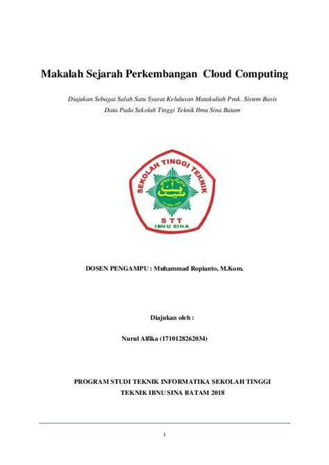 Pdf Makalah Sejarah Perkembangan Cloud Computing