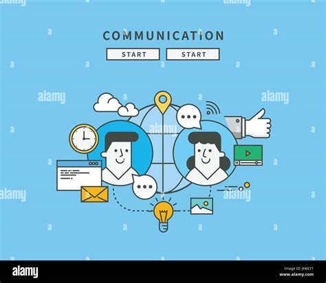 Simple Color Line Flat Design Of Communication Modern Vector Illustration Stock Vector Image