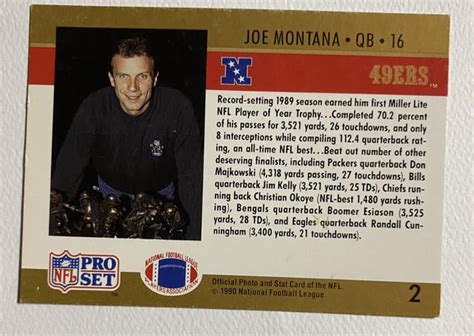 1990 Joe Montana Pro Set Rfootballcards