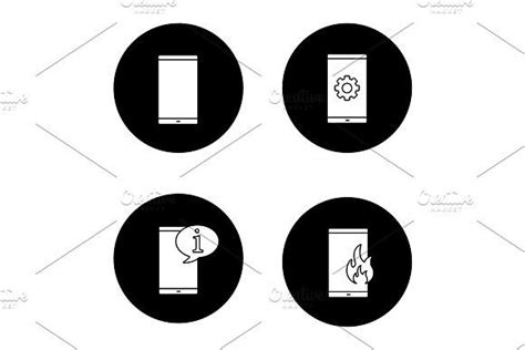 Phone Communication Glyph Icons Set