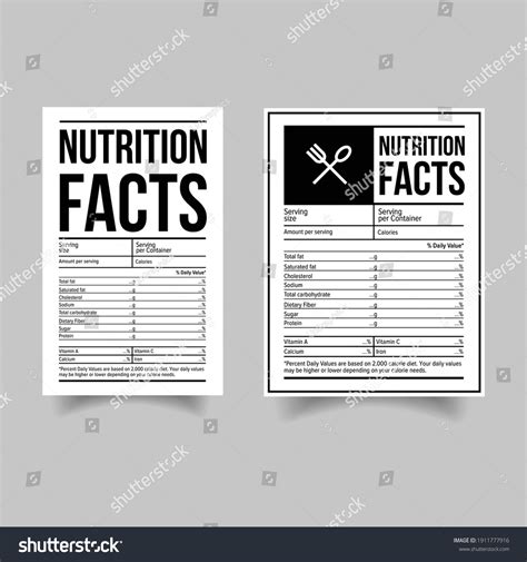 Nutrition Facts Label Set Vector Stock Vector Royalty Free Shutterstock