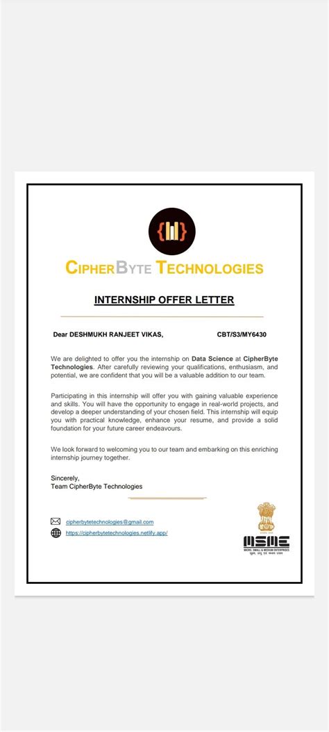 Ranjeet Deshmukh On Linkedin Cipherbyte Technologies Internship