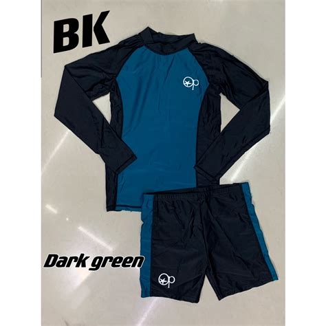 Womens Op Plain Swimwear Rush Guard Longsleeves Set Unisex Shopee