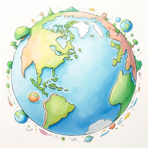 Premium Photo Planet Earth In Cartoon Style Earth Illustration