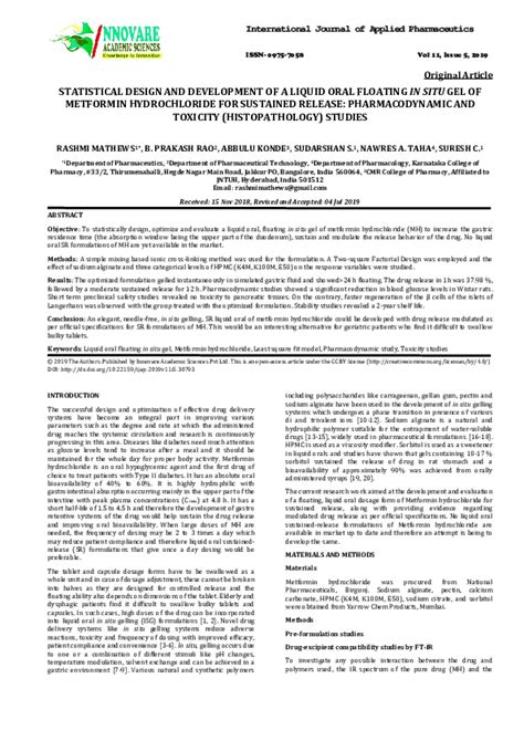 Pdf Development Of A Sustained Release Metformin Gel
