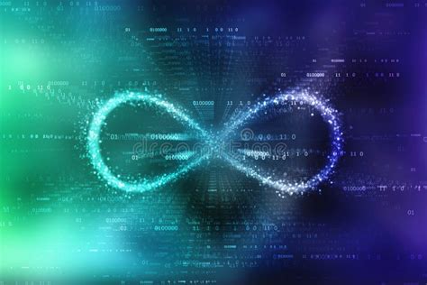 Infinity Symbol In Binary Digital Background Stock Illustration