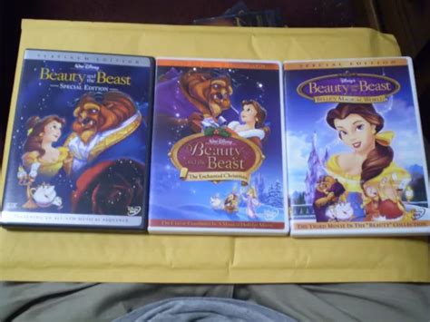 3 Disney Beauty And The Beast Dvd Lot Beauty And The Beast 1 2 And 3