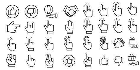 Premium Vector Finger Pointer Line Icon Set Vector Illustration