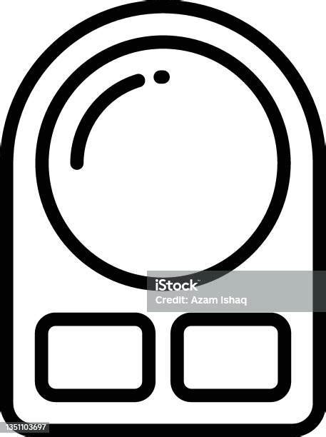 스마트 슈퍼 디지털 전자 주방 스케일 개념 벡터 라인 아이콘 디자인 무게 측정 장치 기호 질량 균형 기호 전통적인 스케일 스톡