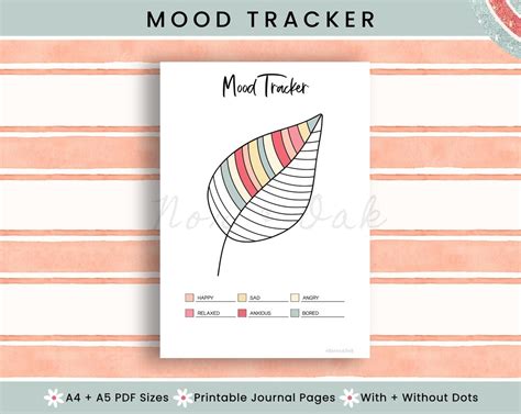 Leaf Mood Tracker Printable Journal Page Printable Monthly Mood