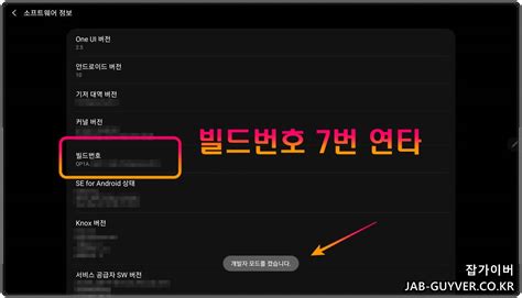 갤럭시탭 개발자옵션 활성화 Usb 디버깅 및 최적화 설정