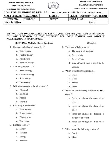 Physics Form 2 Third Term 2023 2024 Pdf