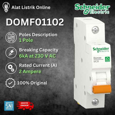Jual Domae Mcb 2a 2 A 2 Ampere 4a 4 A 4 Ampere 1p 1 Pole 1p 1 P 1 Phase