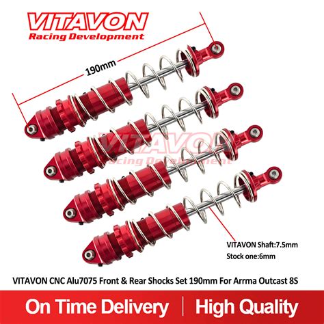 Vitavonvitavon Cnc Alu7075 Front And Rear Shocks Set 190mm For Arrma