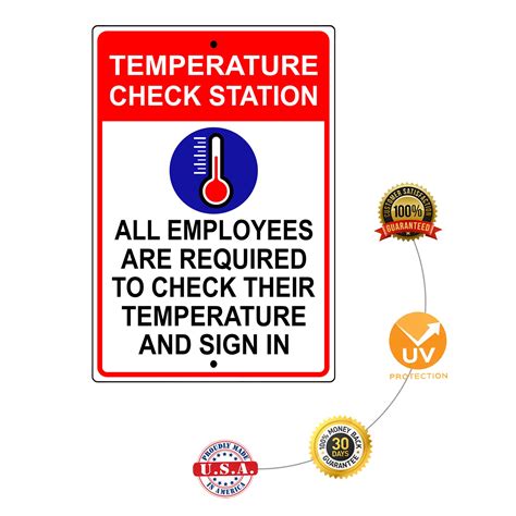 Temperature Check Station Aluminum Metal Sign Sign Fever