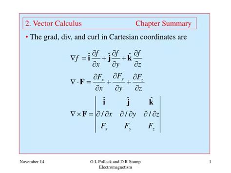 PPT 2 Vector Calculus Chapter Summary PowerPoint Presentation Free