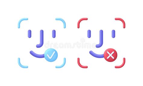 3d Set Of Face Recognition Illustration Concept Of Facial Recognition