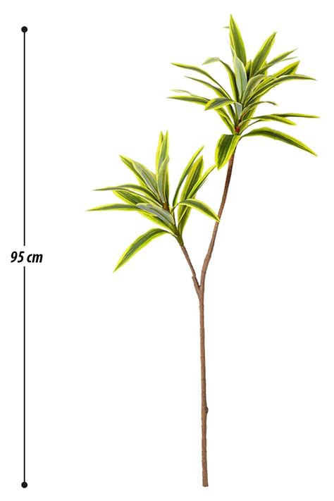 Yapay Bitki Dracaena Reflexal Dalı 95 cm Yesil Sarı Tüm Yapay Çiçekler
