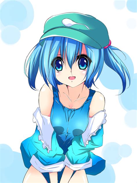 Safebooru 1girl Asn S Bare Shoulders Blue Eyes Blue Hair Breast
