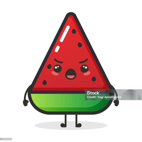 Süße Wassermelone Obstcharakter Für Illustration Oder Maskottchen Stock