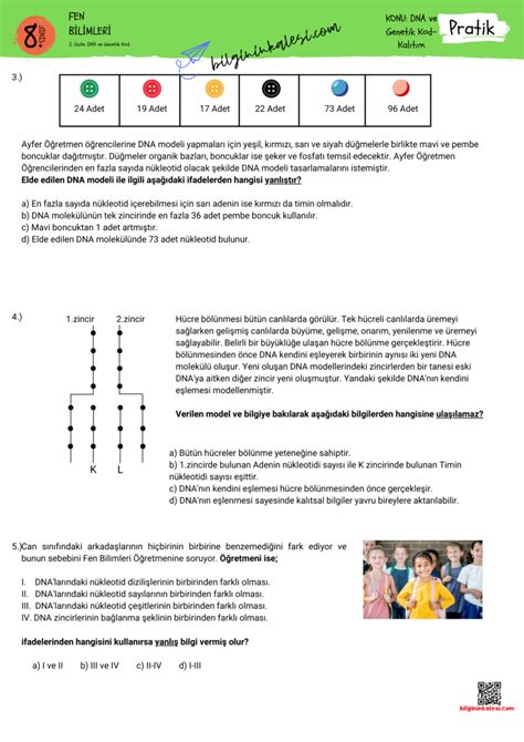 8 Sınıf Lgs Fen Bilimleri 2 Ünite Dna Ve Genetik Kod Soruları 1