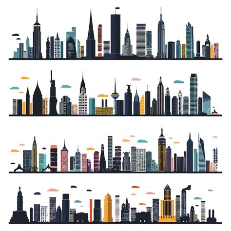 Premium Vector Vector Set Of A City Skylines