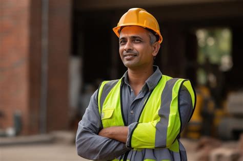 Premium Photo Successful And Confident Indian Engineer Standing At